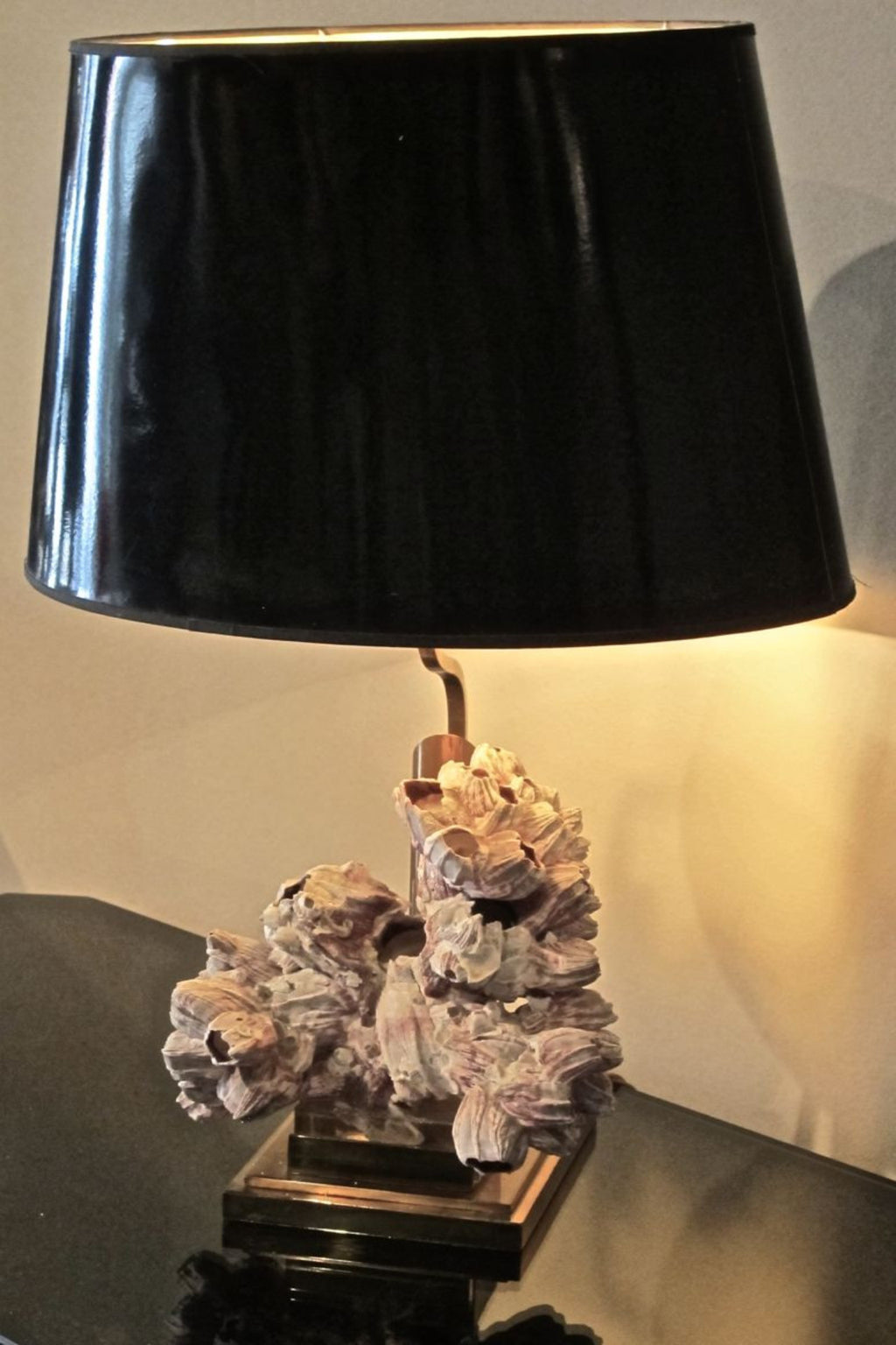 X French brass and coral side lamp in the manner of Willy Daro. – Les ...